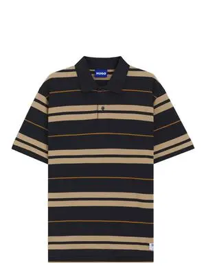 Hugo Regular-fit Polo In Cotton Pique With Engineered Stripes - Patterned