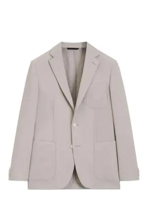 BOSS Slim-fit Blazer In Micro-patterned Virgin Wool - Light Beige