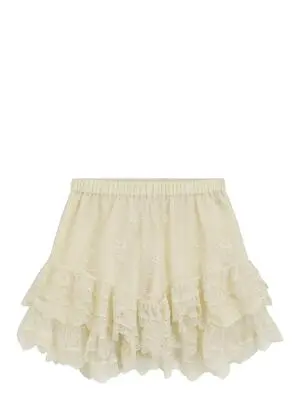 BOSS Lace Mini Skort With Ruffled Asymmetric Hem - Light Yellow
