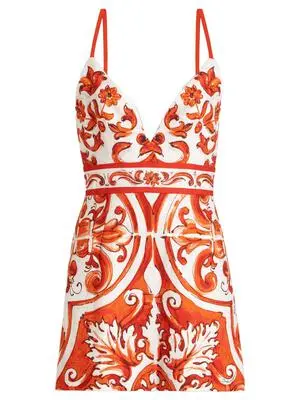 Dolce & Gabbana Majolica Print Mat Dress - Multicolor