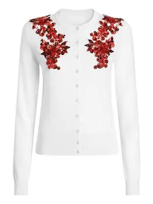Dolce & Gabbana Embroidered Silk Cardigan - White