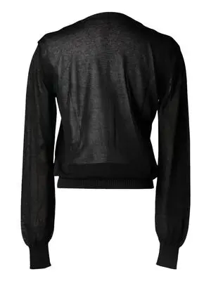 PUSHBUTTON Buttoned Sweater With Pleated Bib - Black