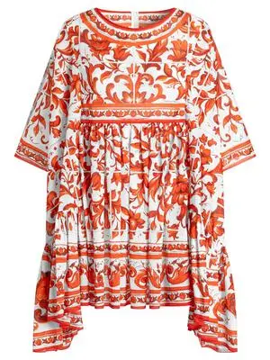 Dolce & Gabbana Majolica-print Cotton Satin Kaftan Dress - Multicolor