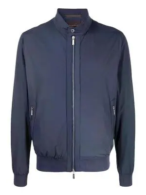 MOORER High-neck Zip-up Jacket - Blue