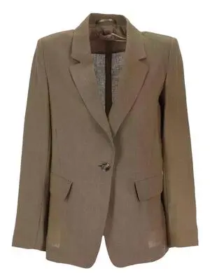 Marella Single-breasted Linen Blazer - Brown