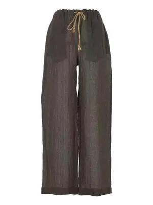 120% Lino Gauze High-waisted Trousers - Grey
