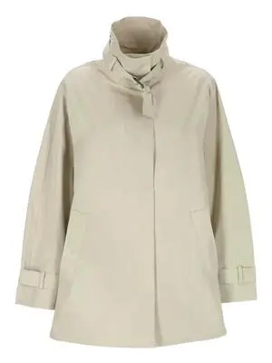 EMMA E GAIA High Neck Coat With Buckle Fastening - Neutrals