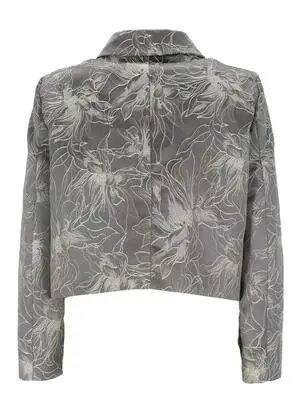 Marella Floral Jacquard Cropped Jacket - Grey