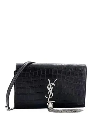 Saint Laurent Monogram Tassel Chain Wallet - Black