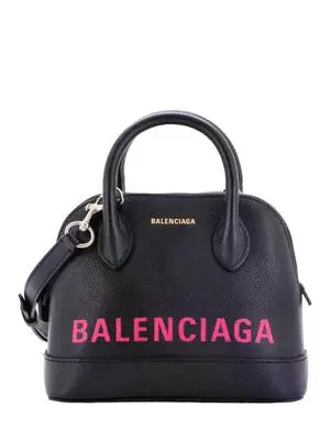 Balenciaga Logo Ville Leather Xxs Crossbody Bag - Black