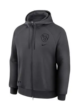 Nike Milwaukee Brewers Authentic Collection Full-zip Hoodie - Grey