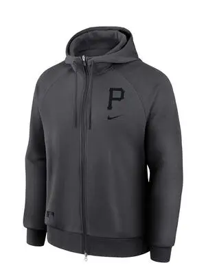 Nike Pittsburgh Pirates Authentic Collection Dri-fit Full-zip Hoodie - Grey