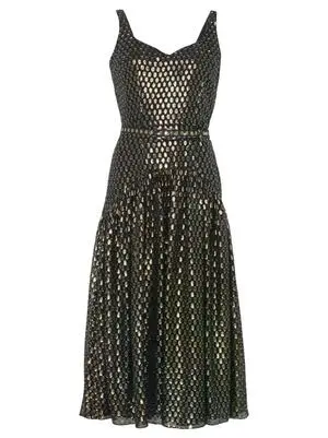 PARLOR Polka Dot Midi Dress - Black