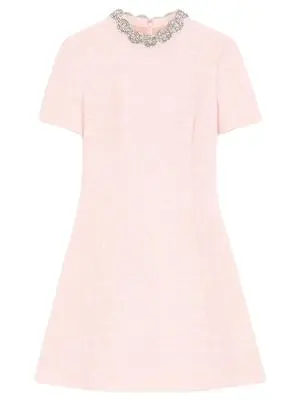 Valentino Garavani Embellished Tweed Mini Dress - Pink