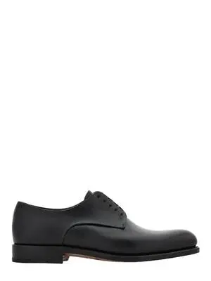 FERRAGAMO FERRAGAMO Tramezza Derby Calfskin Shoes Black