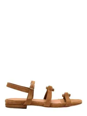 NAGUISA Arousa Camel Suede Sandals With Embellished Straps - Brown