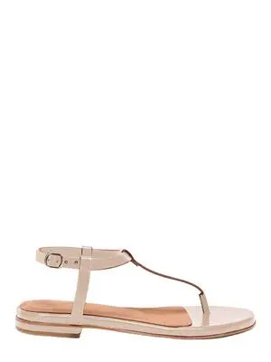 NAGUISA Savina Taupe Gloss T-bar Sandals - Black