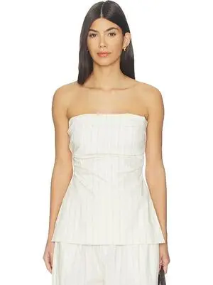 ST. AGNI Strapless Tie Back Top - Ecru Stripe