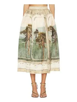 Agua Bendita Printed Pleated Midi Skirt - Multi