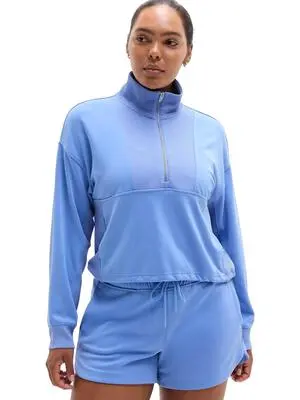 Athleta Seasoft Rib 1/4 Zip Popover - Waterfall