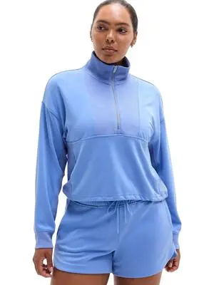 Athleta Seasoft Rib 1/4 Zip Popover - Waterfall