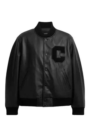 COACH OUTLET Coach Leather Varsity Jacket - Black/black
