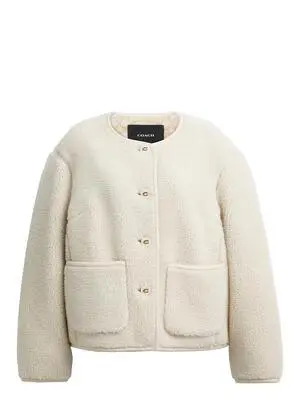 COACH OUTLET Coach Sherpa Cardigan Jacket - Natural