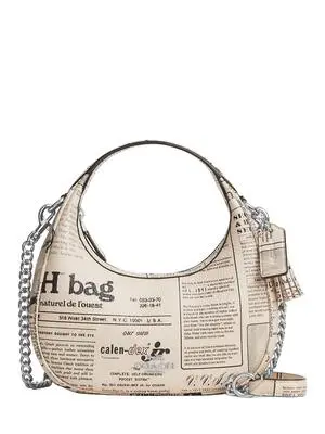 COACH OUTLET Mini Crossbody Bag With Newspaper Print - Silver/chalk Multi