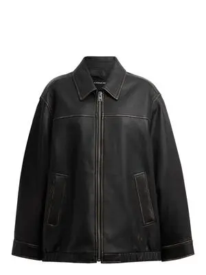 COACH OUTLET Coach Oversized Leather Jacket - Black