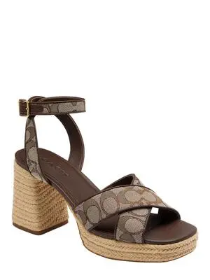 COACH OUTLET Block Heel Sandal In Signature Jacquard