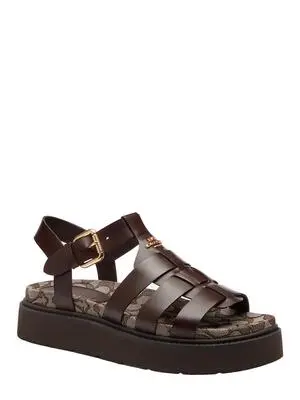 COACH OUTLET Lucy Lug Sole Sandal In Signature Jacquard - Maple/oak