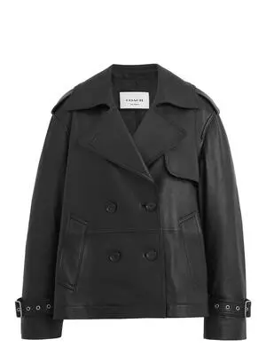 COACH OUTLET Coach Leather Trench Coat - Black