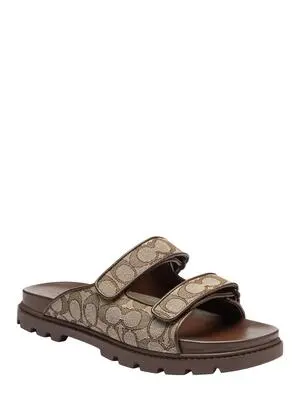 COACH OUTLET Coach Signature Jacquard Double Band Sandal - Oak/maple