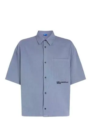 Karl Lagerfeld Crinkled-texture Short-sleeve Shirt - Blue