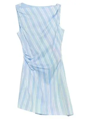 Staud STAUD Callie Striped Asymmetric Dress Blue