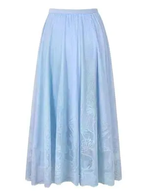 Fabiana Filippi Floral-lace Flared Skirt - Blue