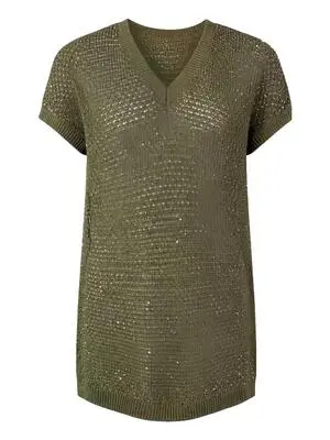 Fabiana Filippi Open-knit Sequin Embellished Top - Green