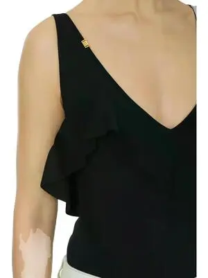 Elisabetta Franchi Ruffled Detailing Bodysuit - Black