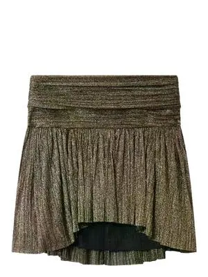 Isabel Marant Étoile Eloise Smocked Metallic-Effect Skirt Gold