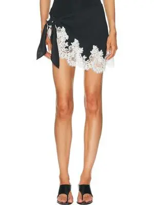 Beaufille Phoebe Wrap Skirt With Lace Trim - Black