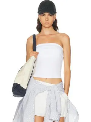 Enza Costa Ribbed Cotton Bandeau Top - White