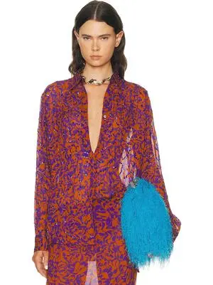 Dries Van Noten Embellished Print Shirt - Orange