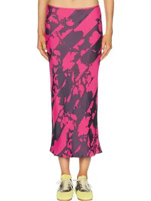 Dries Van Noten Satin Skirt With Floral Print - Fuchsia