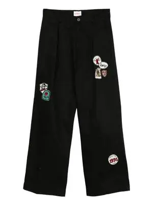 KAMIYA Patch Detail Pleated Trousers - Black