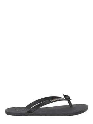 Saint Laurent Saint Laurent Calfskin Leather Pool Slides Nero