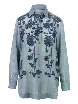 Ermanno Scervino Floral Embroidered Shirt - Blue