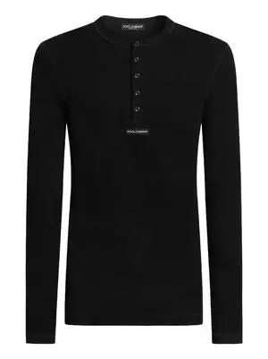 Dolce & Gabbana Serafino Jersey T-shirt With Logo - Black
