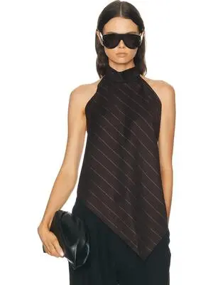 Helmut Lang Halter Scarf Top - Brown Multi