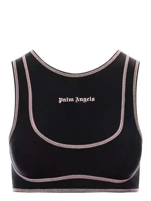 Palm Angels Logo-print Cropped Tank Top - Black