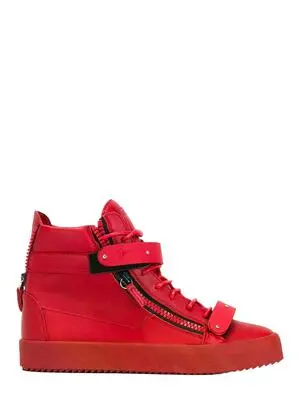 GIUSEPPE ZANOTTI Zip Detail Hi-top Sneakers - Red